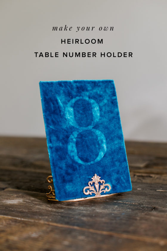 DIY Embossed Velvet Table Numbers with Metal Stand ⋆ Ruffled